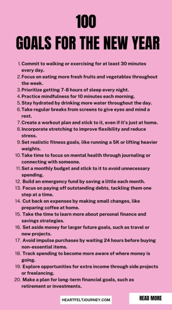 100 New Year’s Resolutions (New Year’s Goals) – Heartfelt Journey